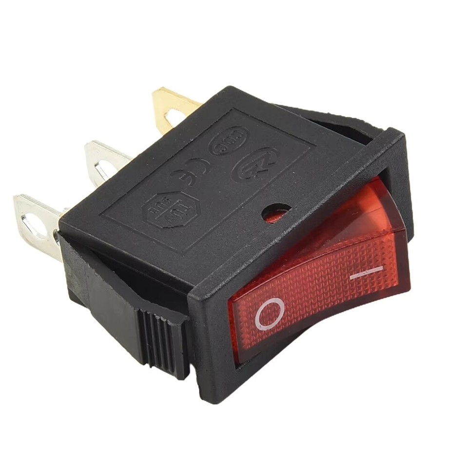Red Skinny Rectangle Rocker Switch Thin 3-Pin LED Light 110V AC ON/OFF ...