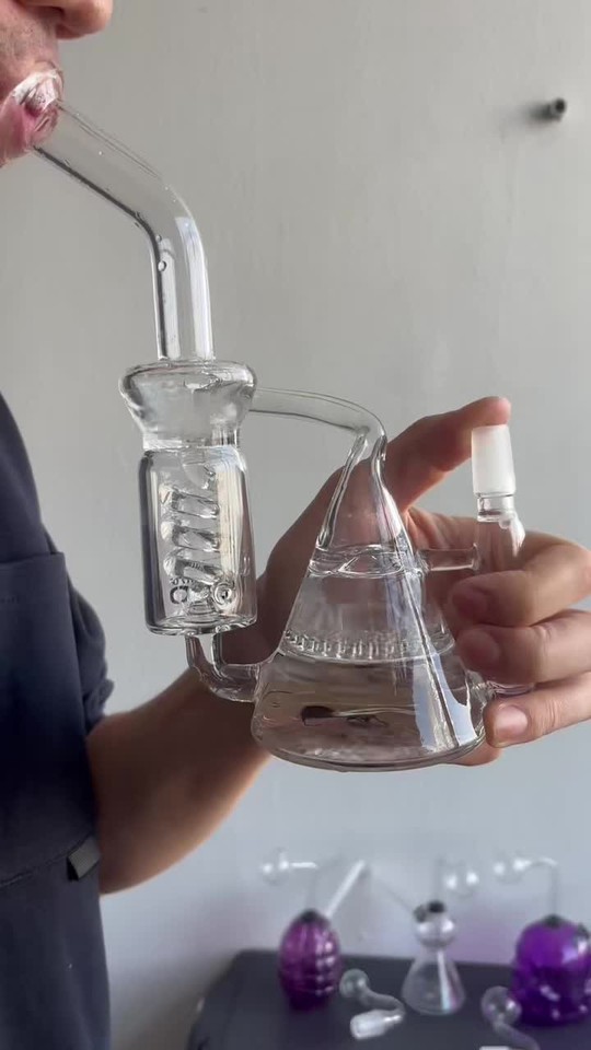 9.8"Honeycomb bong Glass Water pipe Smoking Recycler rig with 14MM nail ...