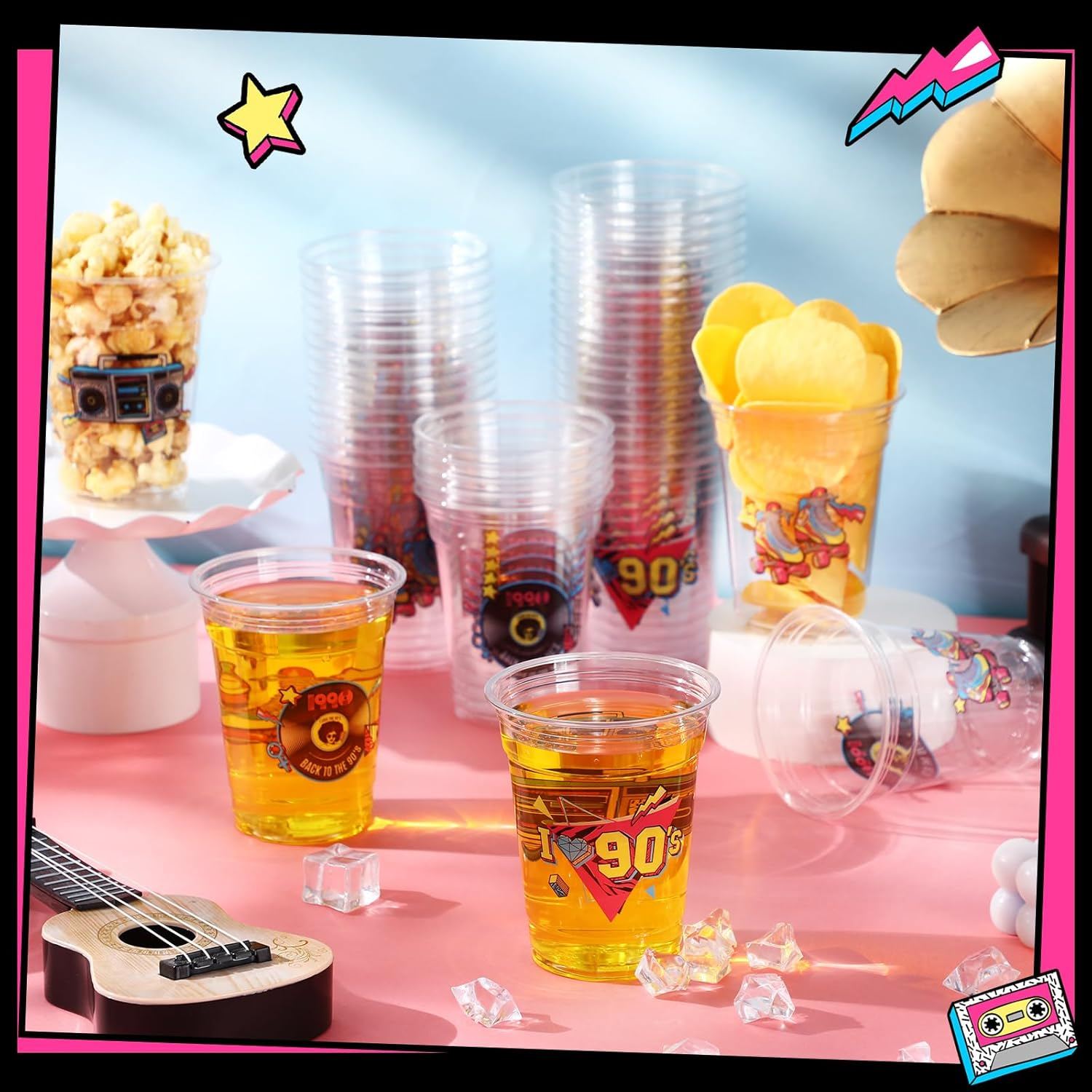 50 Pcs 90S Theme Party Decorations Back to 90'S Plastic Cups Hip Hop ...