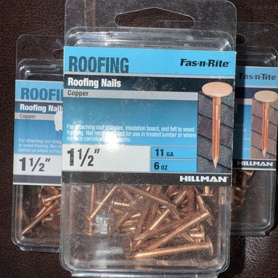 3 Pks Hillman Fasteners 461791 6 oz. Copper Slating Nails- 1.5 in. x 11 ...