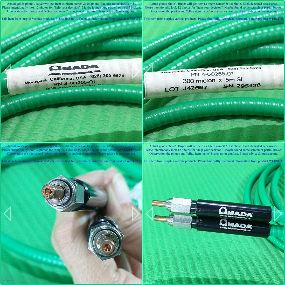 Amada PN 4-60255-01, Optical Fiber 300Micron-5m SI cable as photo, sn ...
