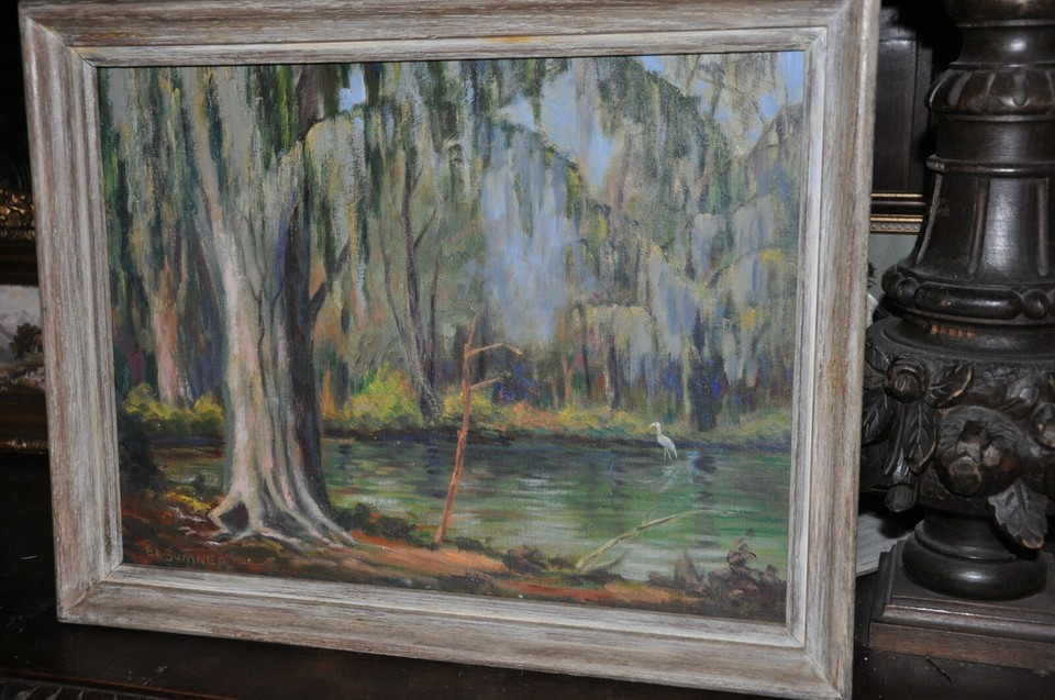 Antique Americana Florida swampland Impressionist signed E. Sumner | eBay