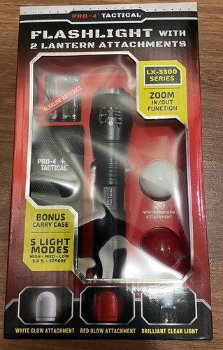 NEW PRO-4 Tactical Flashlight Spotlight Zoom Function LX-3300 - 2 ...