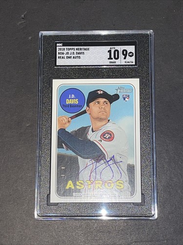2018 Topps Heritage Real One SGC 9/10 J D DAVIS RC Auto AUTOGRAPH RC ...