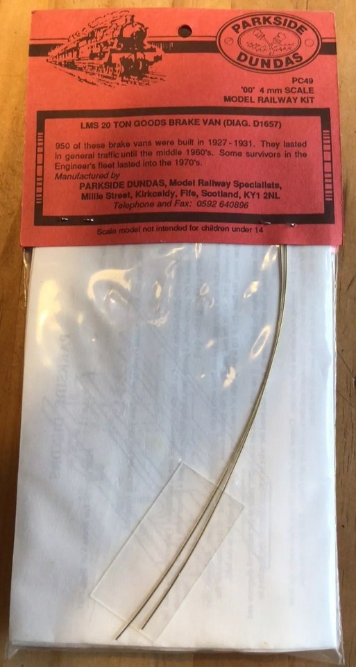 PARKSIDE DUNDAS PC49 LMS 20 Ton GOODS BRAKE Wagon 00 scale Model ...