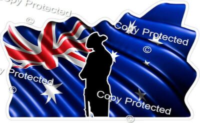 Anzac Army Australian Waving Flag Bumper Sticker 150mm Decal Car ...