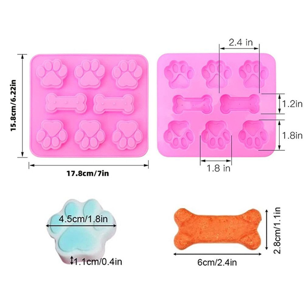 2 in 1 Silicone Molds Dog Paw & Bone Shaped Dog Treat Mold Ice Candy ...