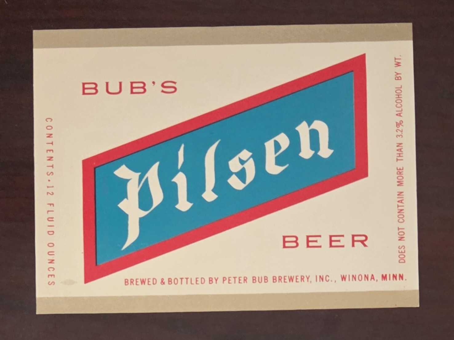 RARE BUB'S PILSEN BEER LABEL PETER BUB BREWING CO WINONA MN | eBay
