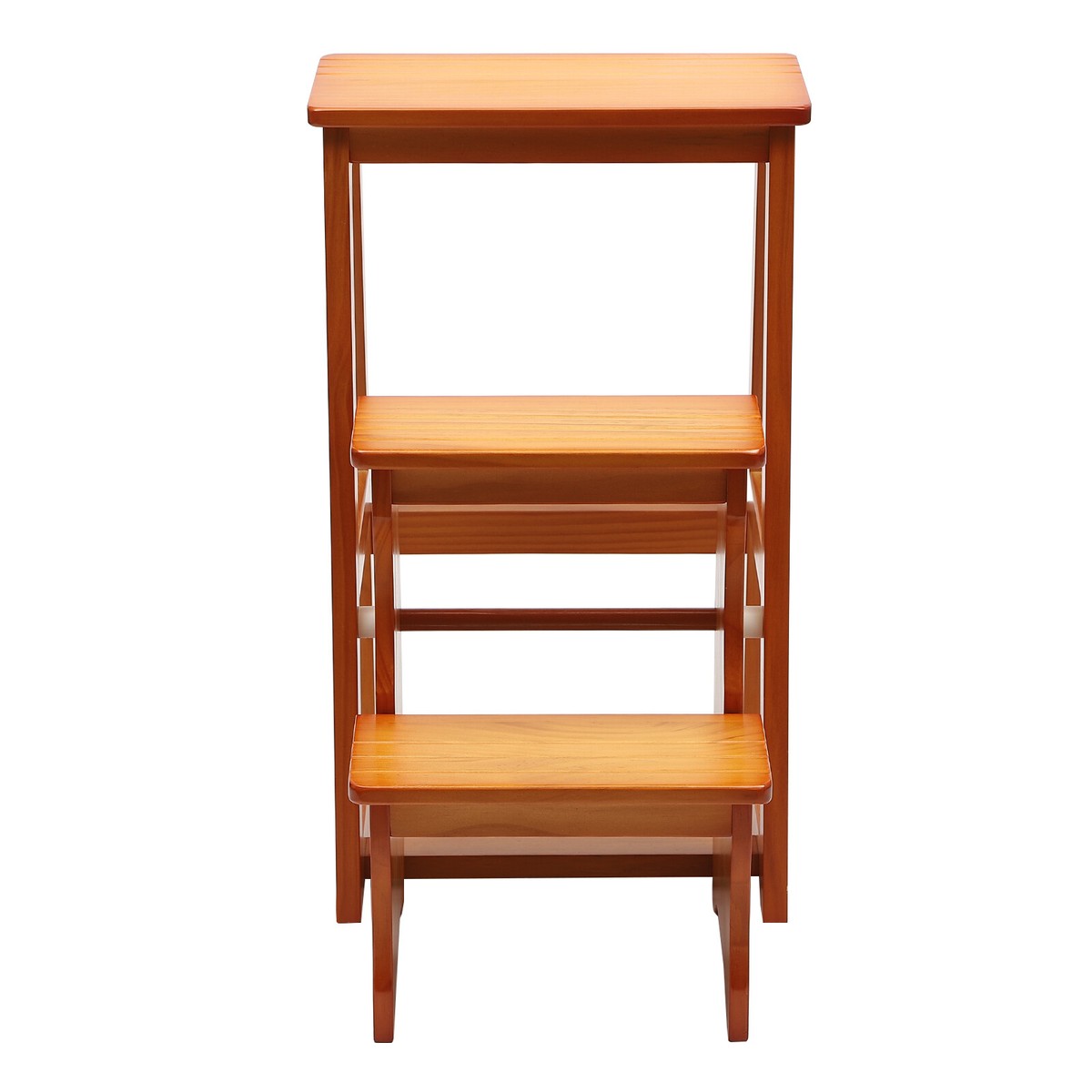 Wooden Folding Library Ladder Chair, 3 Step Solid Wood Folding Ladder ...