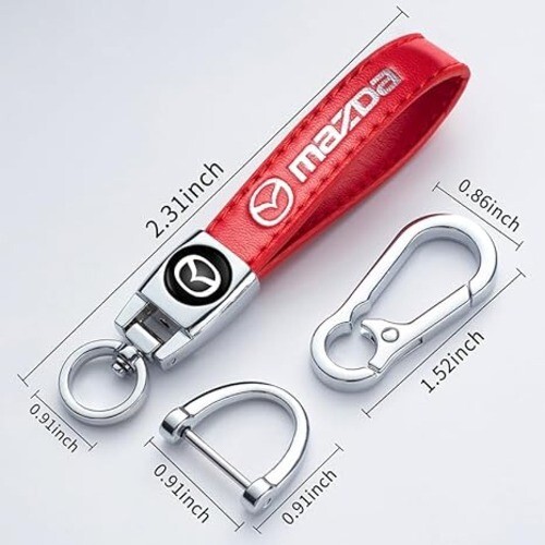 Genuine MAZDA Red Leather Logo Car Keychain for Men and Women New | eBay