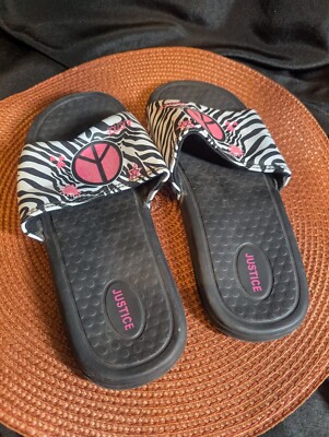 Justice Zebra Print Slides Women's Size 6-7 | eBay