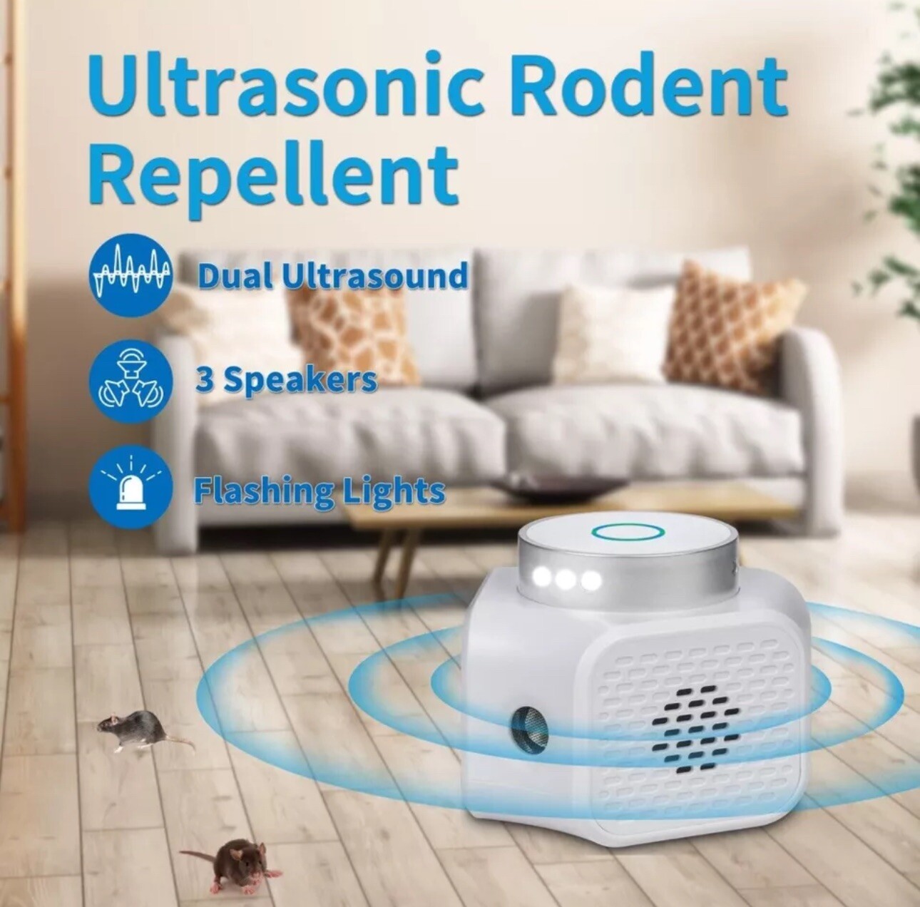 For Ultrasonic Mouse Repellent Squirrel Repeller Rodent Detector Rat ...