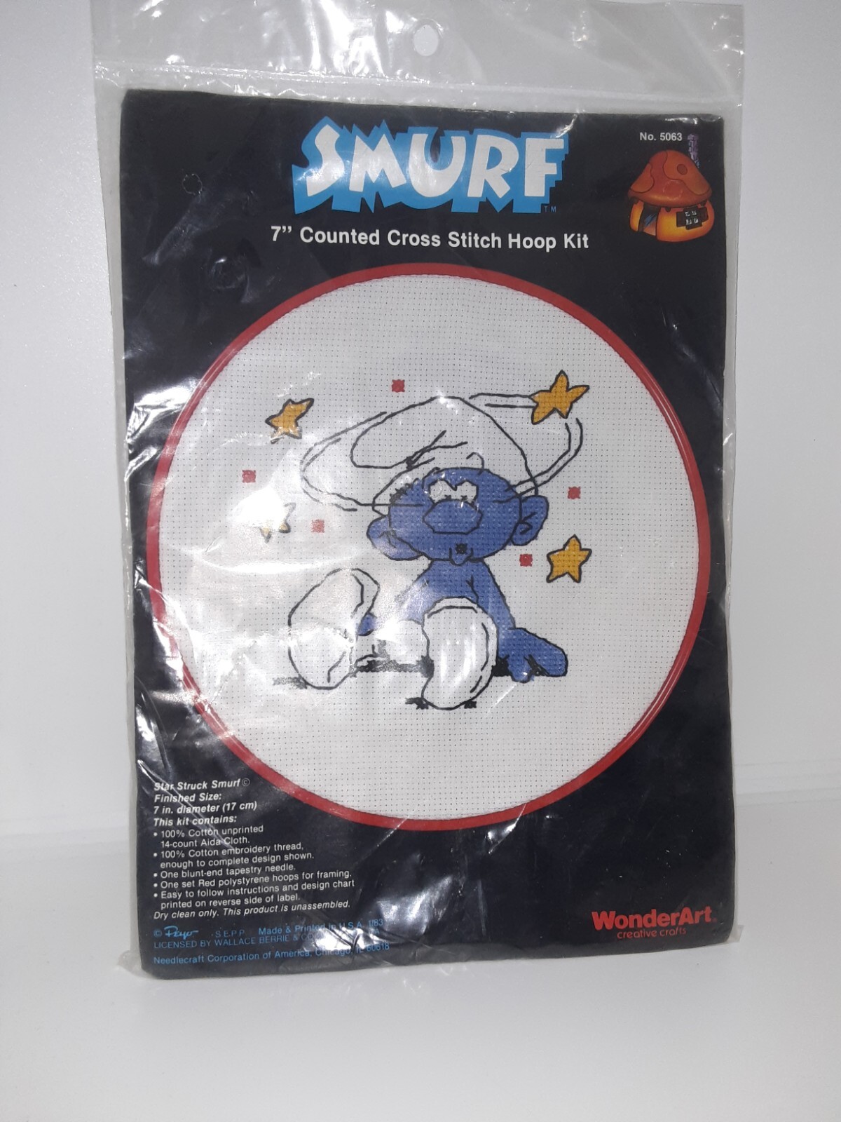 Vintage 1980s Smurfs 7 Inch Needlepoint Hoop Kit Starstruck Smurf New ...