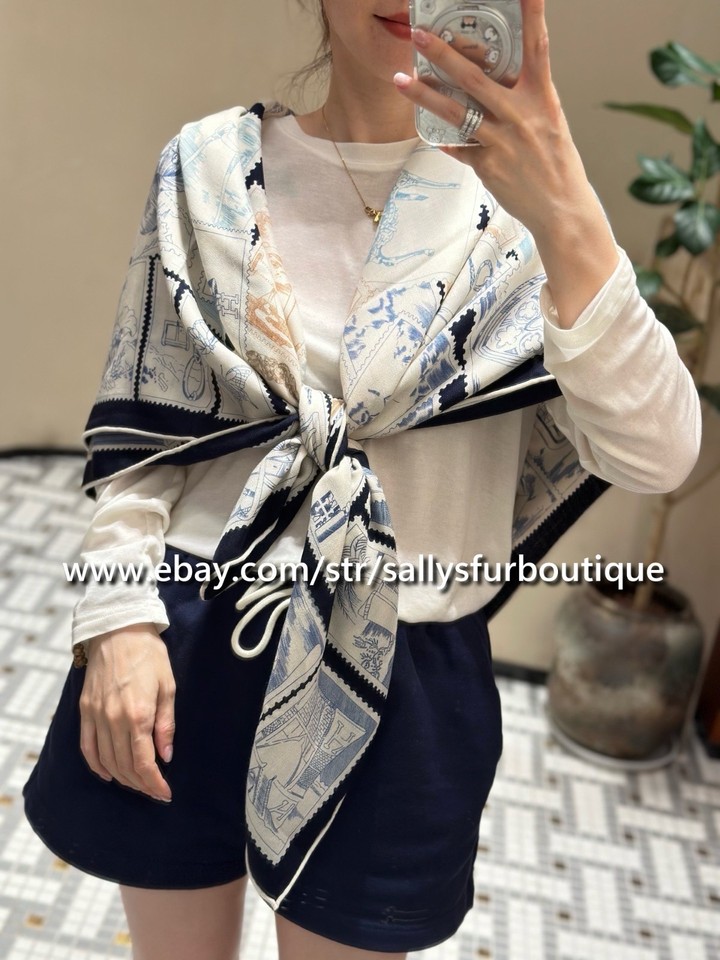 Sallys 70% Cashmere 30% Silk Wrap Scarf Stamps Print Double Face Large ...