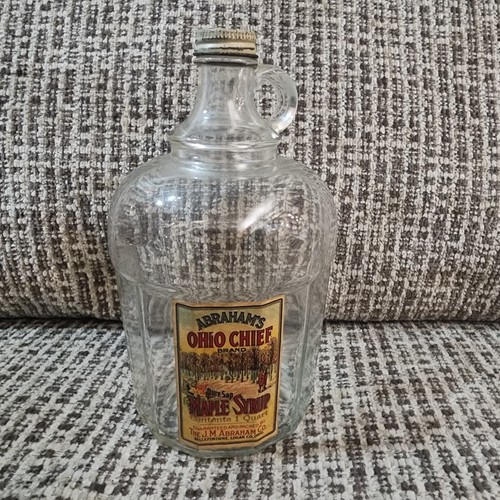 Antique Abraham's Ohio Chief Brand Quart Maple Syrup Paper Label Glass ...