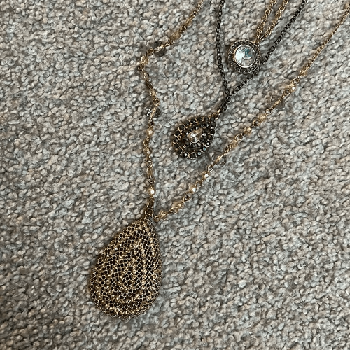 Gold, Hematite, and Rose Gold tripe strand necklace | eBay