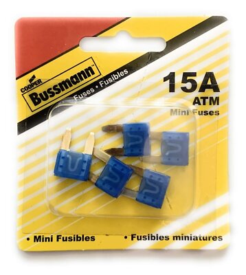 Bussman BP/ATM-15 RP 15 Amp Mini Fuses 5 Count | eBay