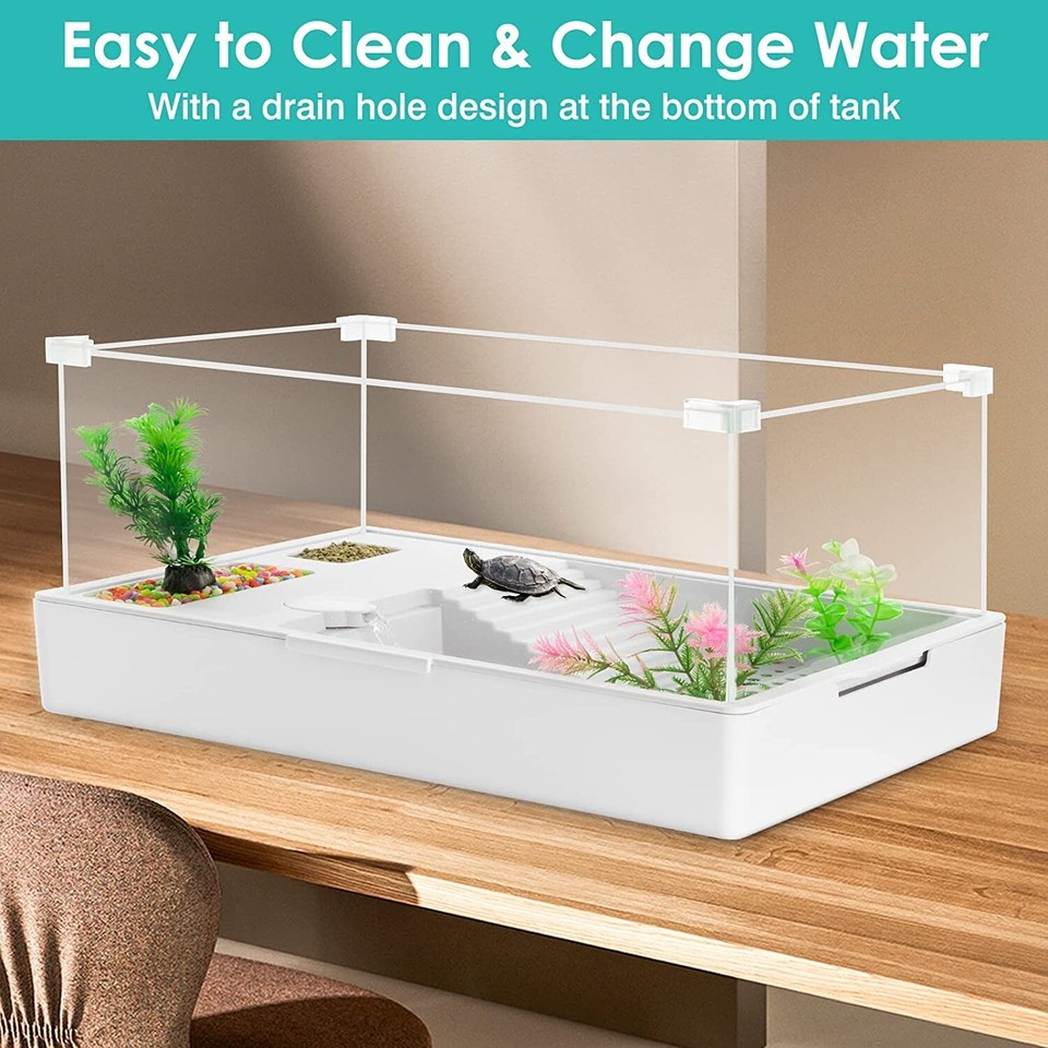 Turtle Tank Aquarium Reptile Tank Terrapin Lake w/Platform-15x12x10 | eBay