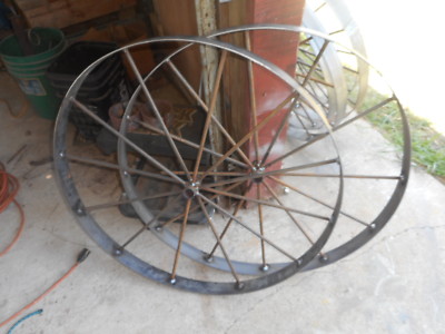 2) 30" steel ornamental Iron Garden Wagon Wheel western rustic art | eBay