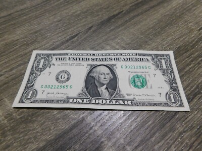 U.S. $1 ONE DOLLAR BILL NOTE MONEY CURRENCY LOW *SERIAL* NUMBER G5Cx ...