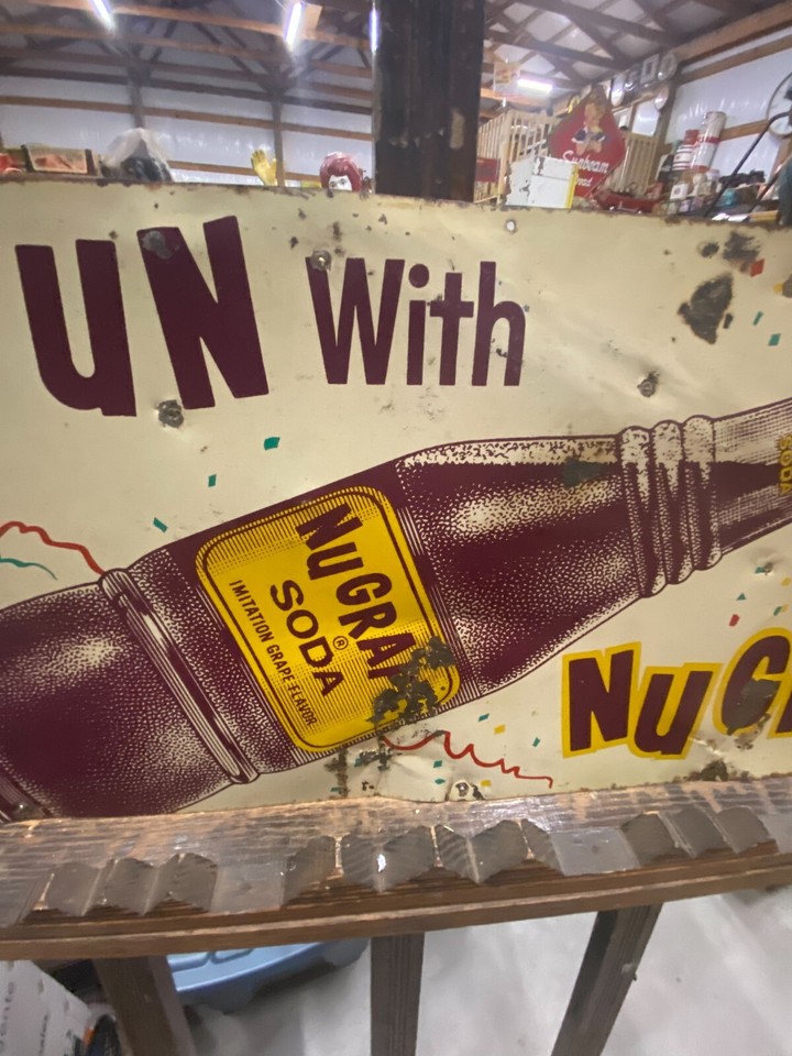 Vintage RARE Horizontal NuGrape Soda Sign 30" x 12" | eBay