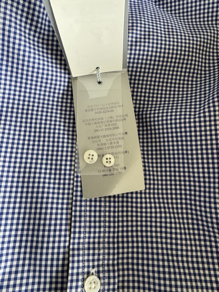 Ralph Lauren Purple Label NWT Men’s Blue Check Shirt Button Down Collar ...