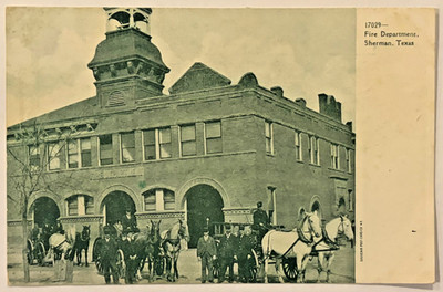 Early 1900s Fire Department Sherman Texas Postcard – Horse-Drawn ...