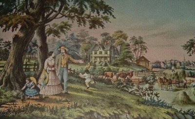 AMERICAN COUNTRY LIFE Summers Evening Victorian Era Family Currier ...