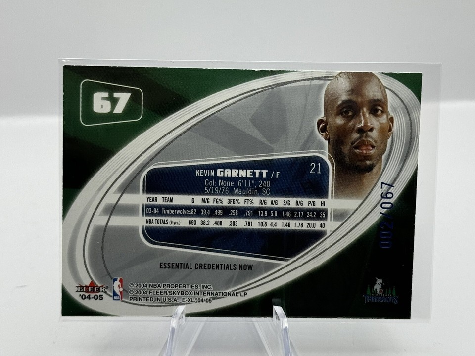 2004-05 Fleer E-XL Essential Credentials Now #67 Kevin Garnett 002/067 ...