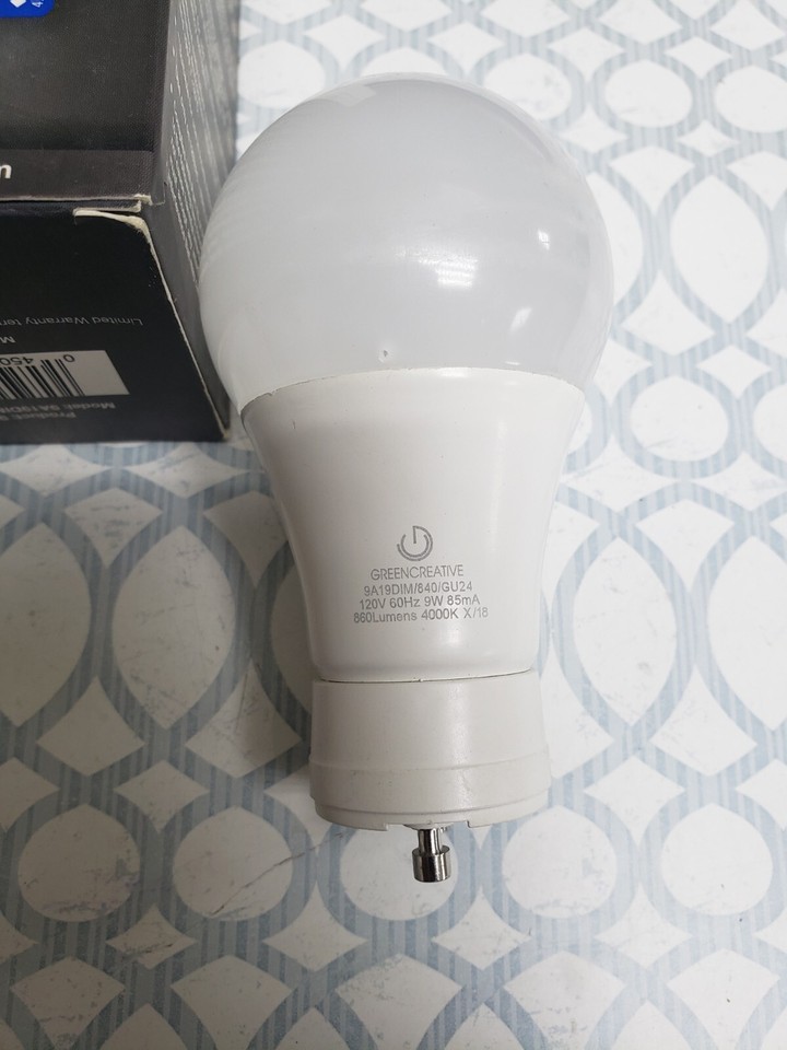 GREEN CREATIVE TITANIUM LED SERIES A19-GU24-9W-4000K PRO | eBay