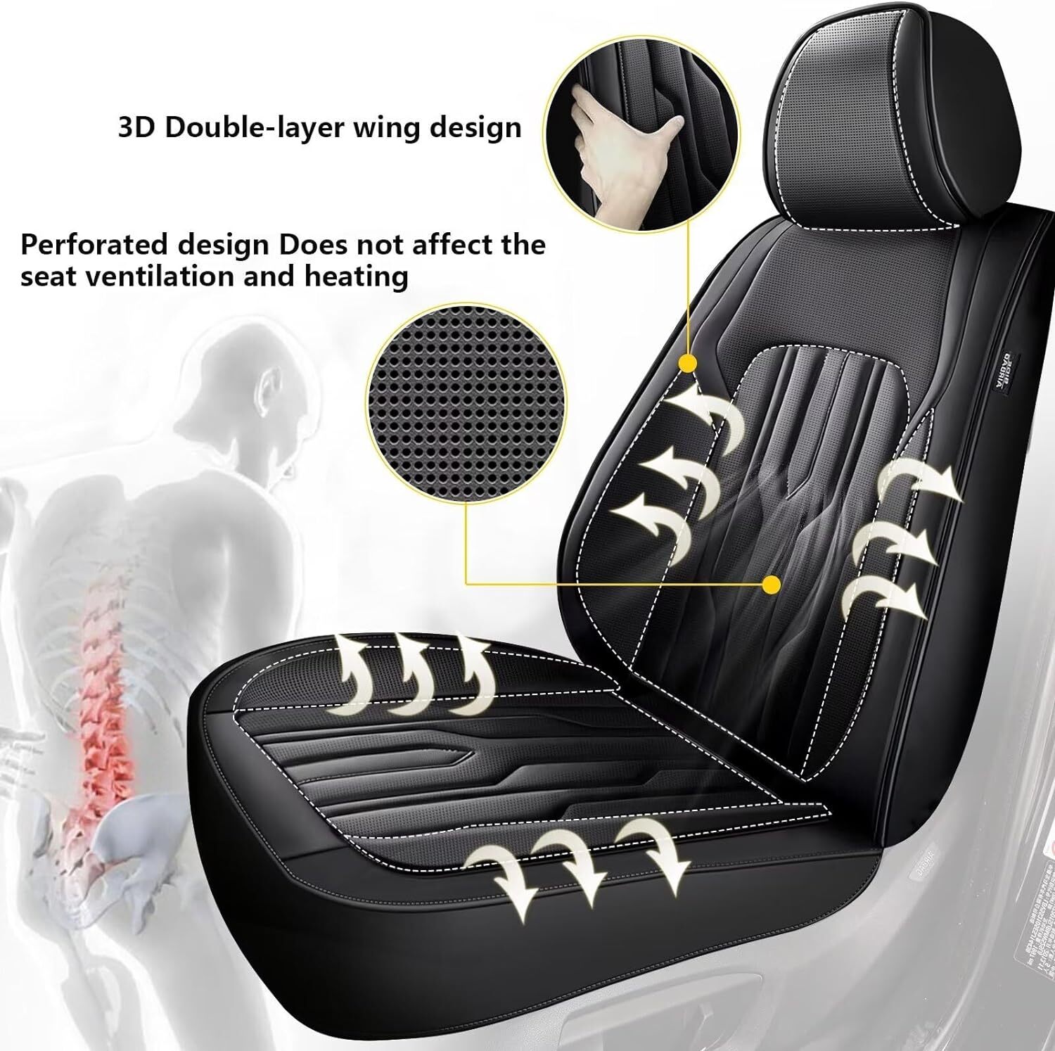Car Front 2 Seat Covers Cushion For 2015-2024 Chevy Colorado Crew Cab ...