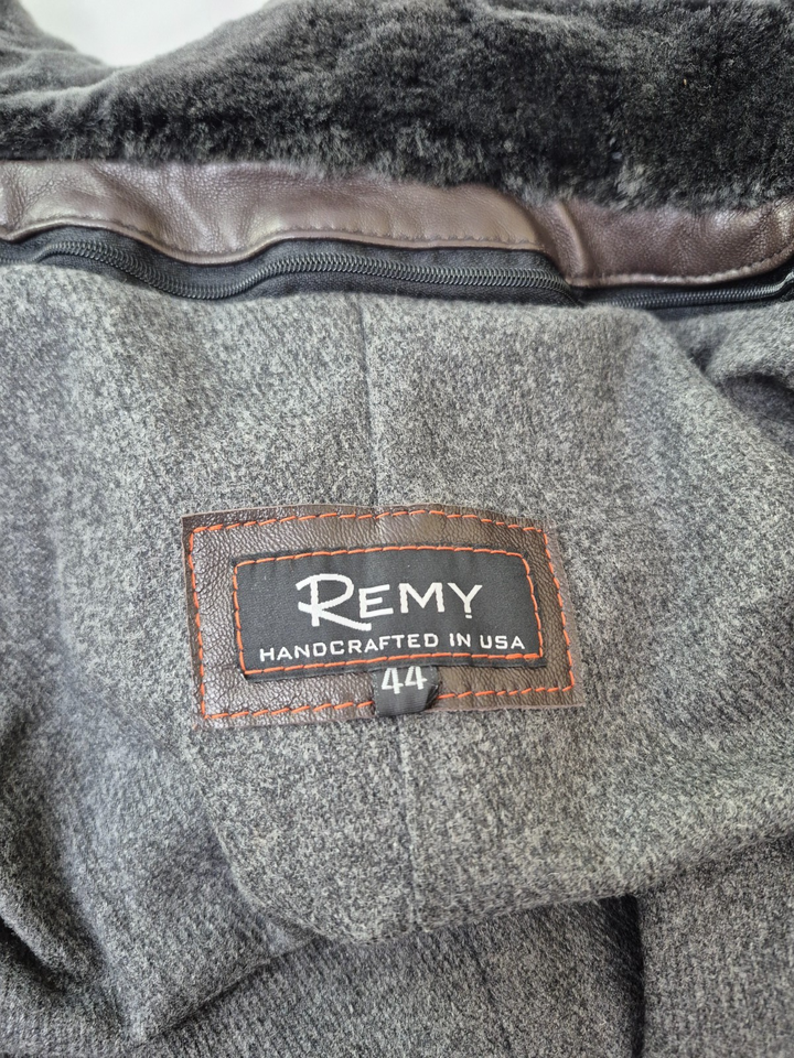 Remy Men's Noir Black Rustic Leather Jacket Removable Inset Bib Size 44 ...