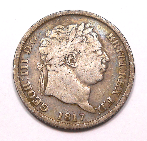 Great Britain 1817 SILVER Shilling F ** SCARCE King George III Very ...