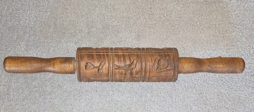 Wooden Springerle Rolling Pin 12 Carved Cookie Mold Designs | eBay
