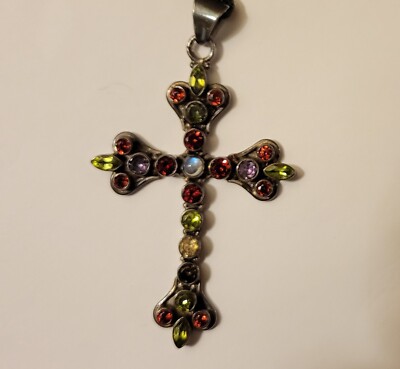 Authentic Nicky Butler Multi-Gemstone Cross NB .925 INDIA - 2.5" × 1.75 ...