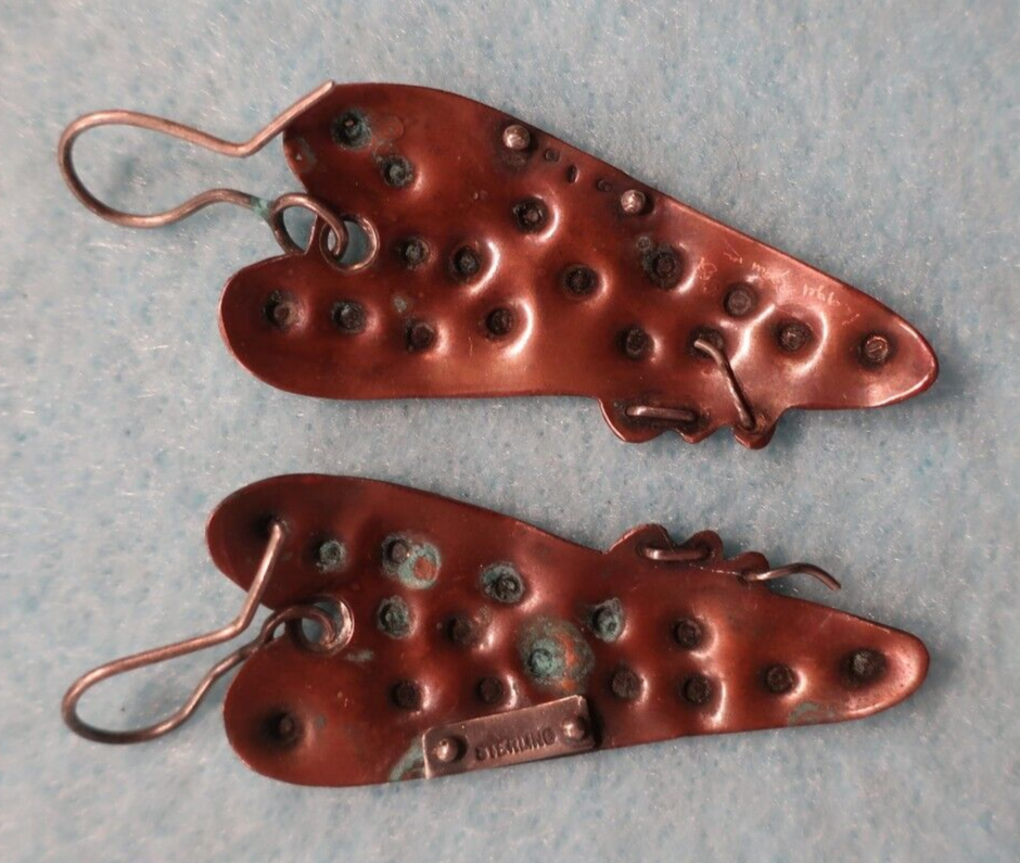 Copper Bumpy Heart Earrings; Sterling Trim; Made in USA by Peggy Johnson | eBay