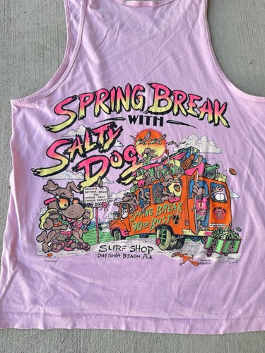 Vintage 80s 90s Salty Dog Spring Break Neon Gray Surf Skate Beach Shop ...
