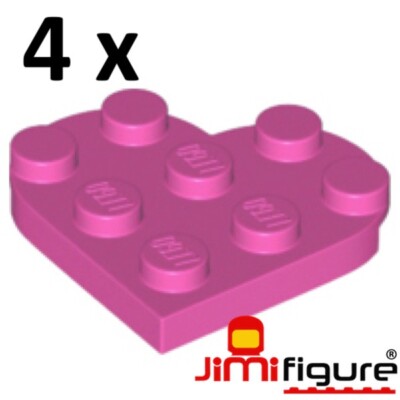 NEW 4 x LEGO 3x3 Round Plate in Heart Shape Dark Pink 39613 Genuine ...