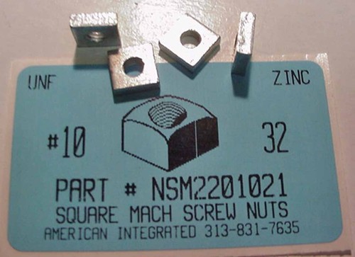 #10-32 SQUARE MACHINE SCREW NUT STEEL ZINC PLATED 3/8 AF X 1/8 TH (50 ...