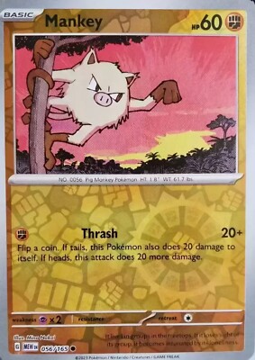 Mankey - 056/165 - Reverse Holo - Scarlet and Violet 151 Pokemon TCG NM ...