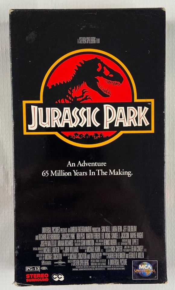 Jurassic Park VHS video 1993 Steven Spielberg Dinosaur Sam Neill Laura ...