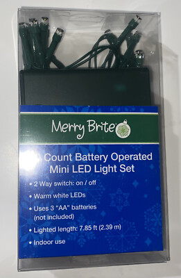 Merry Brite 20 Count Battery Operated Tiny LED White Light Set Christmas New | eBay