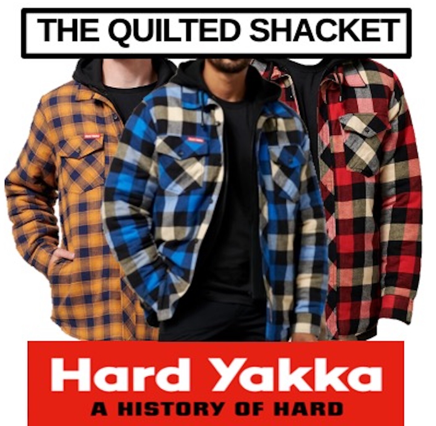 HARD YAKKA - QUILTED FLEECE LINED SHERPA WORK SHACKET JACKET + 3PC HOOD ...