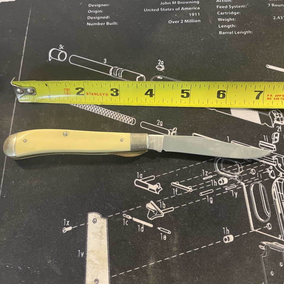 Vintage Schrade +USA Scrimshaw SC503 Fish Themed Folding Pocket Knife B ...