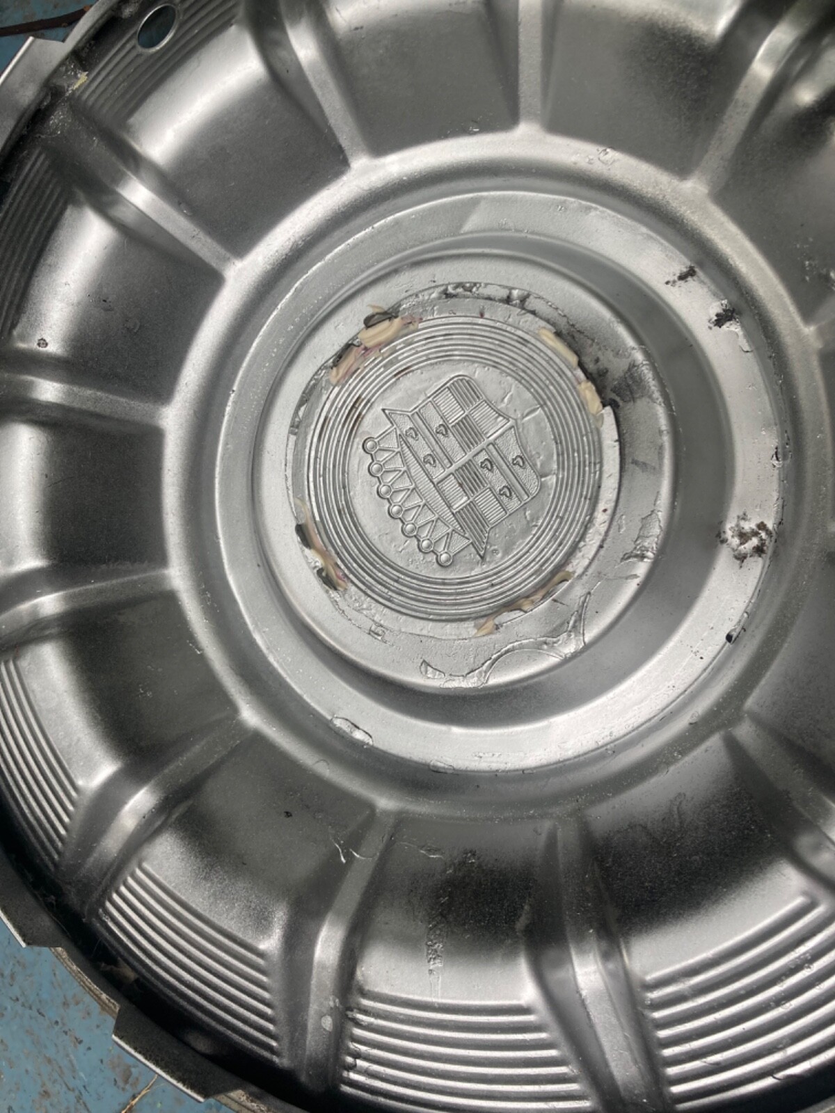 TWO 1957 Cadillac Hubcaps OEM, with repainted Center emblems, HOT ROD ...