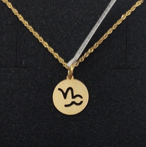 18K Gold Pendant And Chain. Horoscope Symbol Capricorn. 10 Mm. | eBay