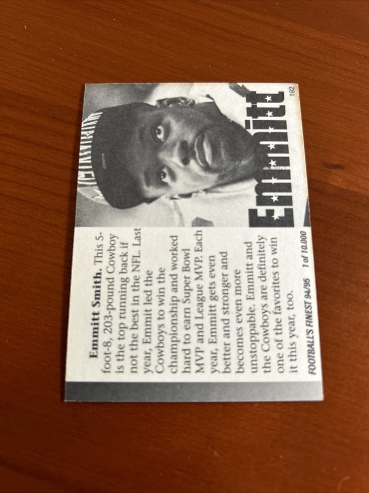 1994/95 Football’s Finest 192 Emmitt Smith Gold Foil Broder Style Promo ...