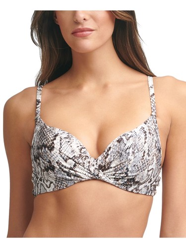 CALVIN KLEIN Women's Beige Snake Print Twist Front Underwire Swimsuit Top M 193623021474| eBay