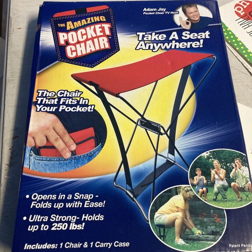 The Amazing Pocket Chair Red Foldable Camping Seat Outdoors As seen On ...