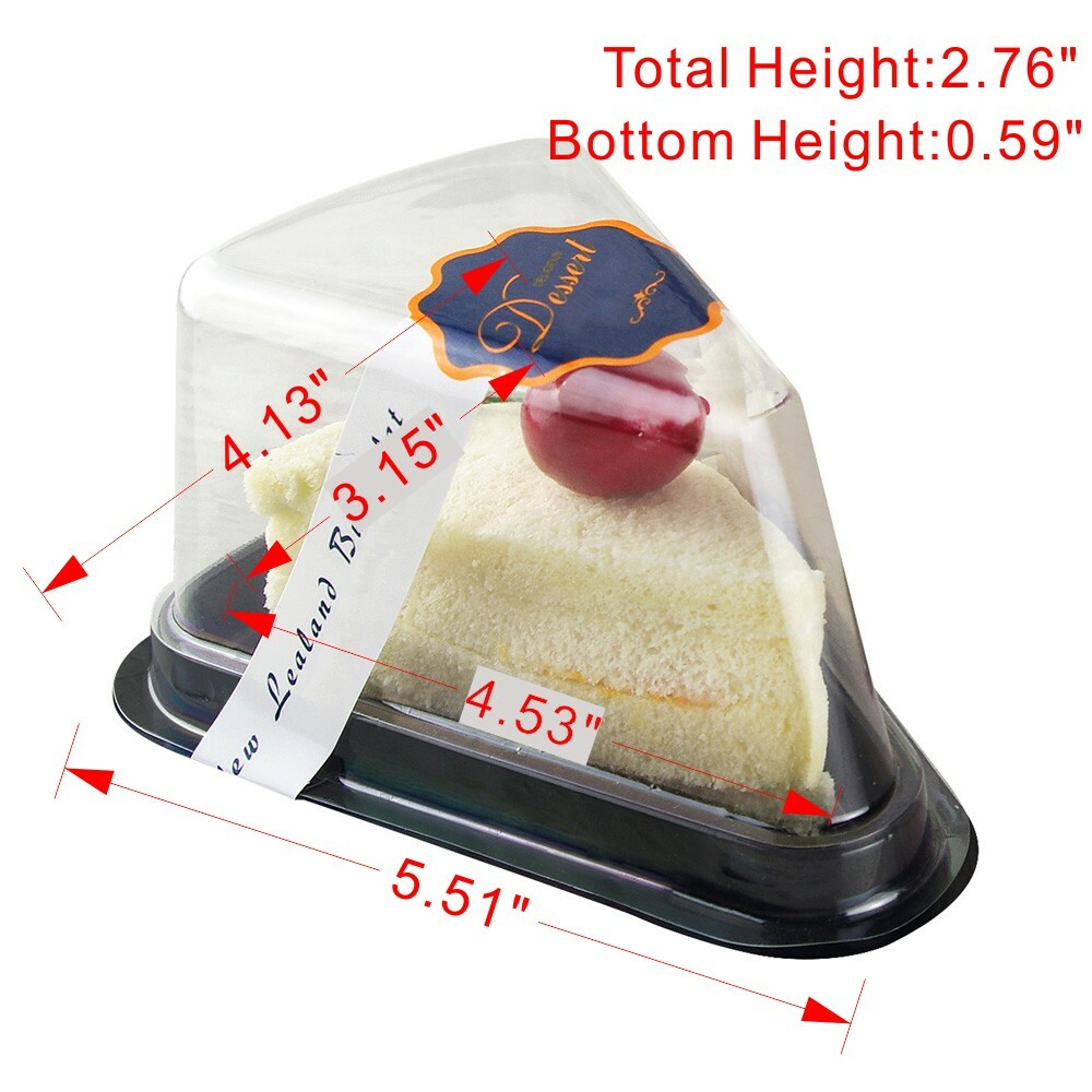 Clear Black Base Plastic Pie Cake Tart Slice Wedge Bakery Boxes ...